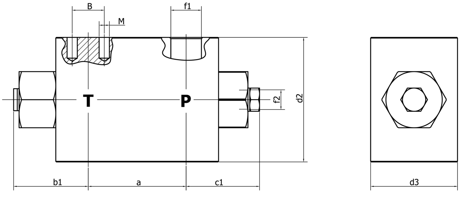 Overflow valves with flange connection for SAE-flange - hp-TECHNIK